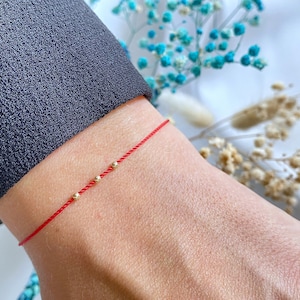 14k Gold Red String Bracelet: Silk Cord Wish Bracelet - Etsy