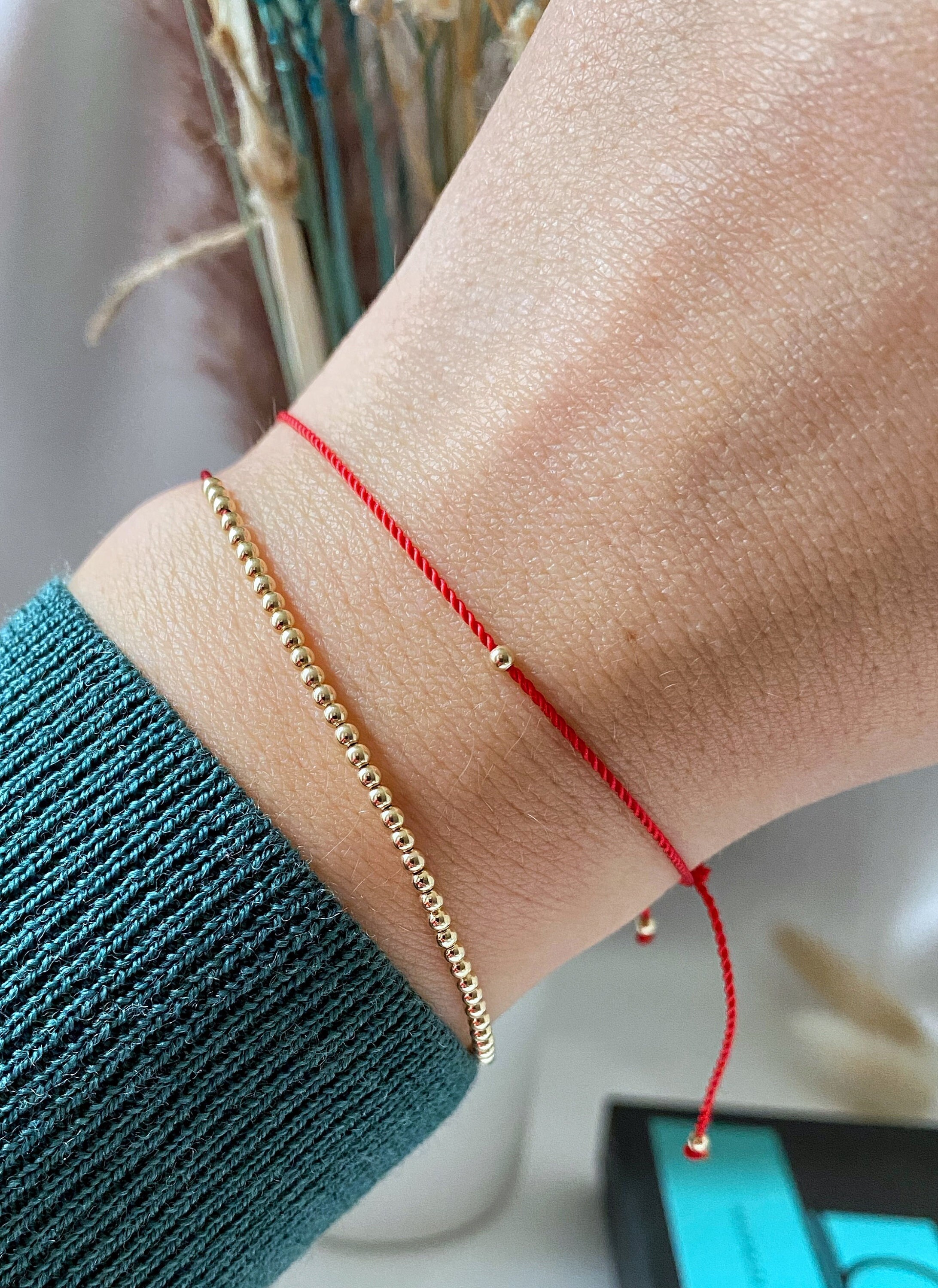 Macrame 14k Gold Red String Bracelet Silk Cord Red String - Etsy
