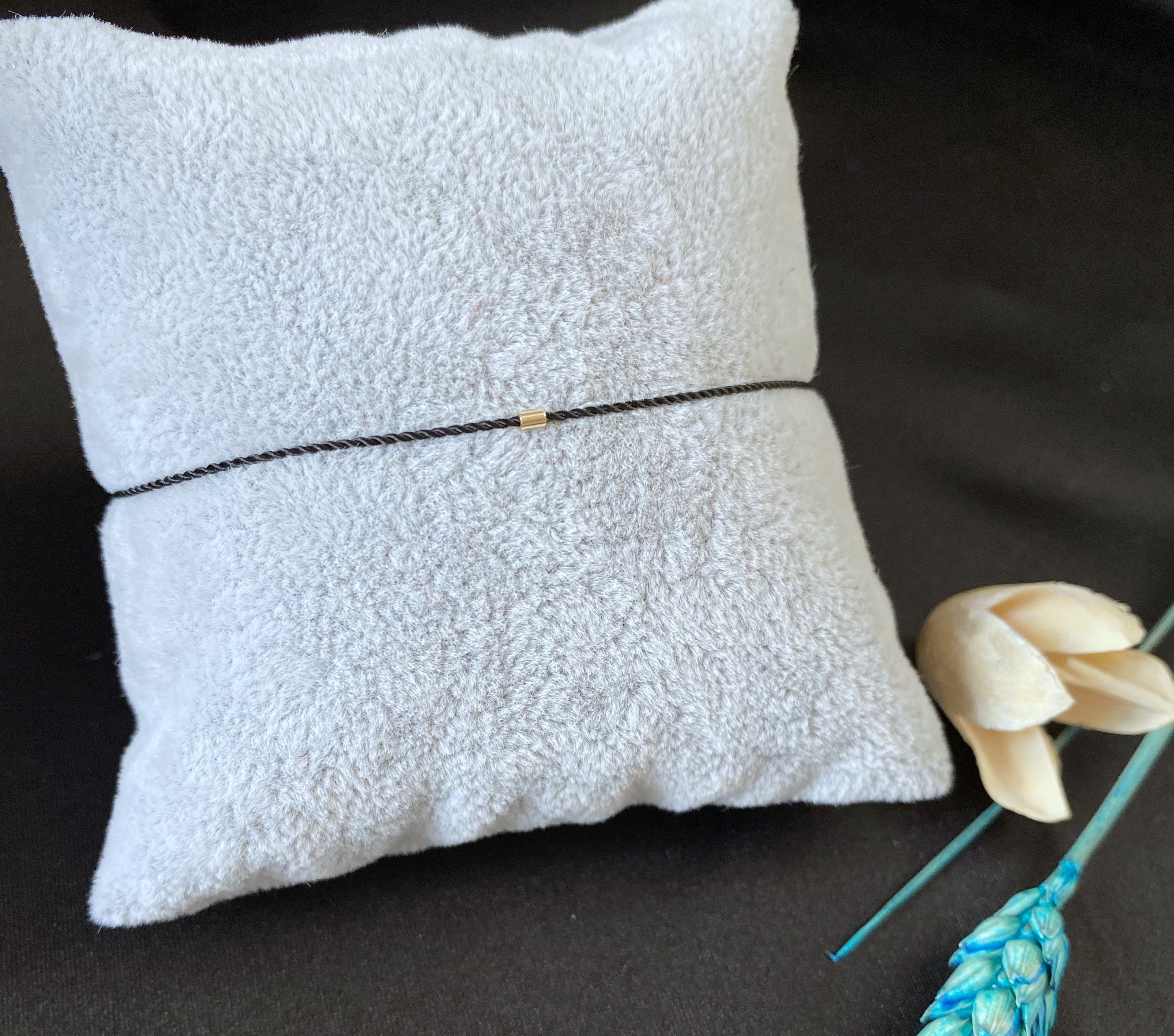 14k Gold Tube Red String Bracelet Silk Cord Red String | Etsy