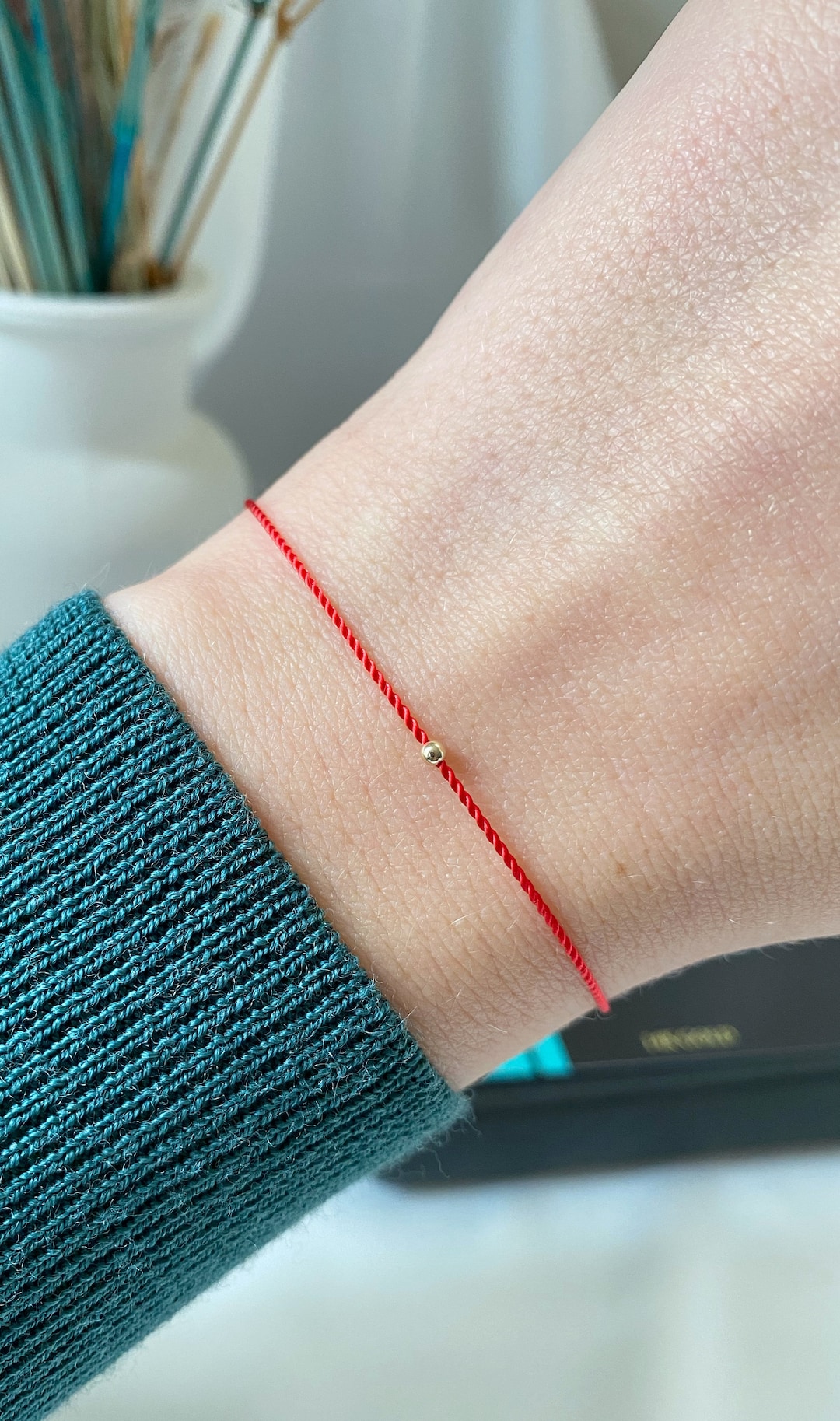 14k Gold Red String Bracelet - Silk Cord Red String Bracelet -evil Eye ...
