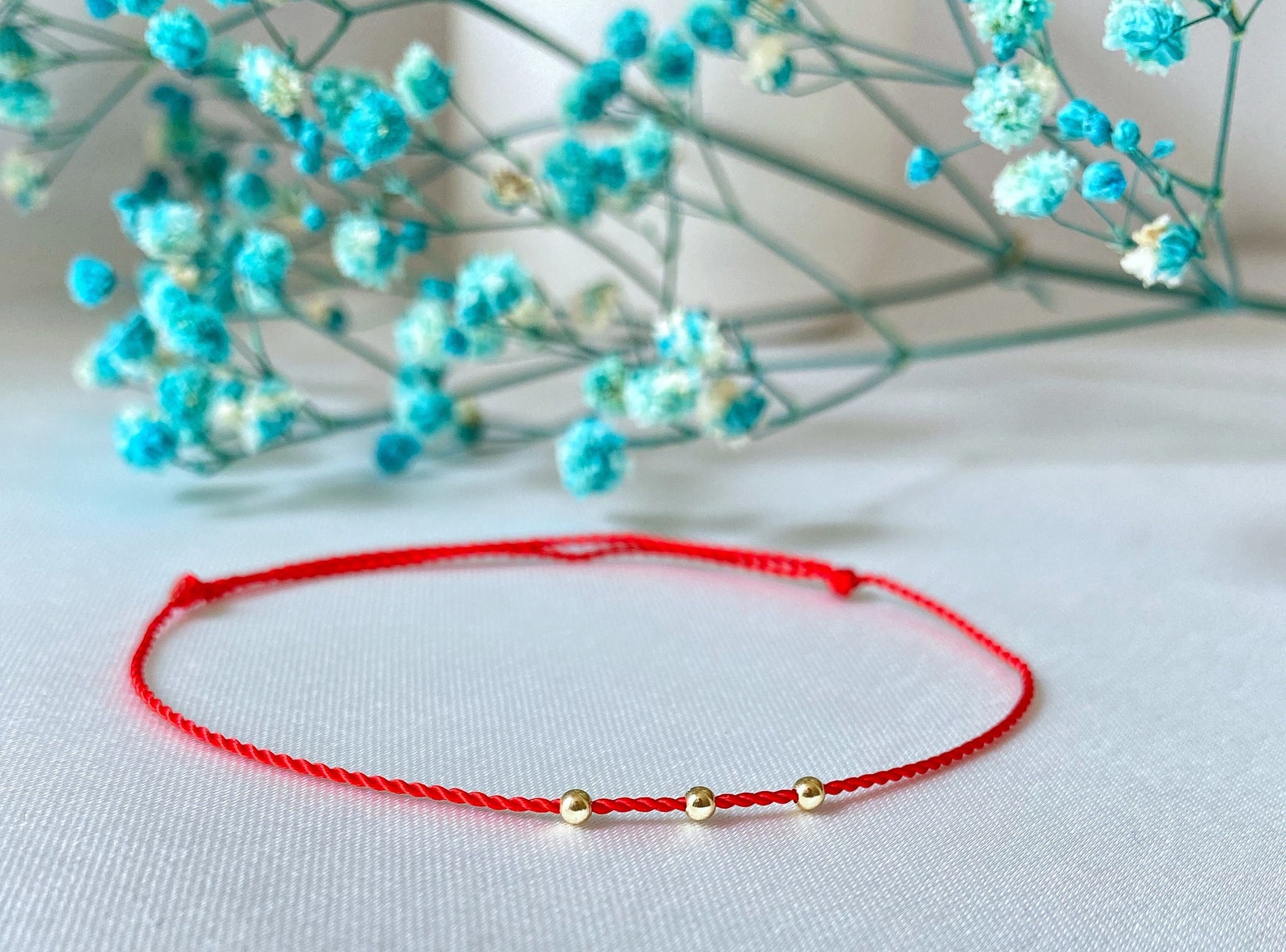 14k Gold Red String Bracelet Silk Cord Red String Bracelet - Etsy