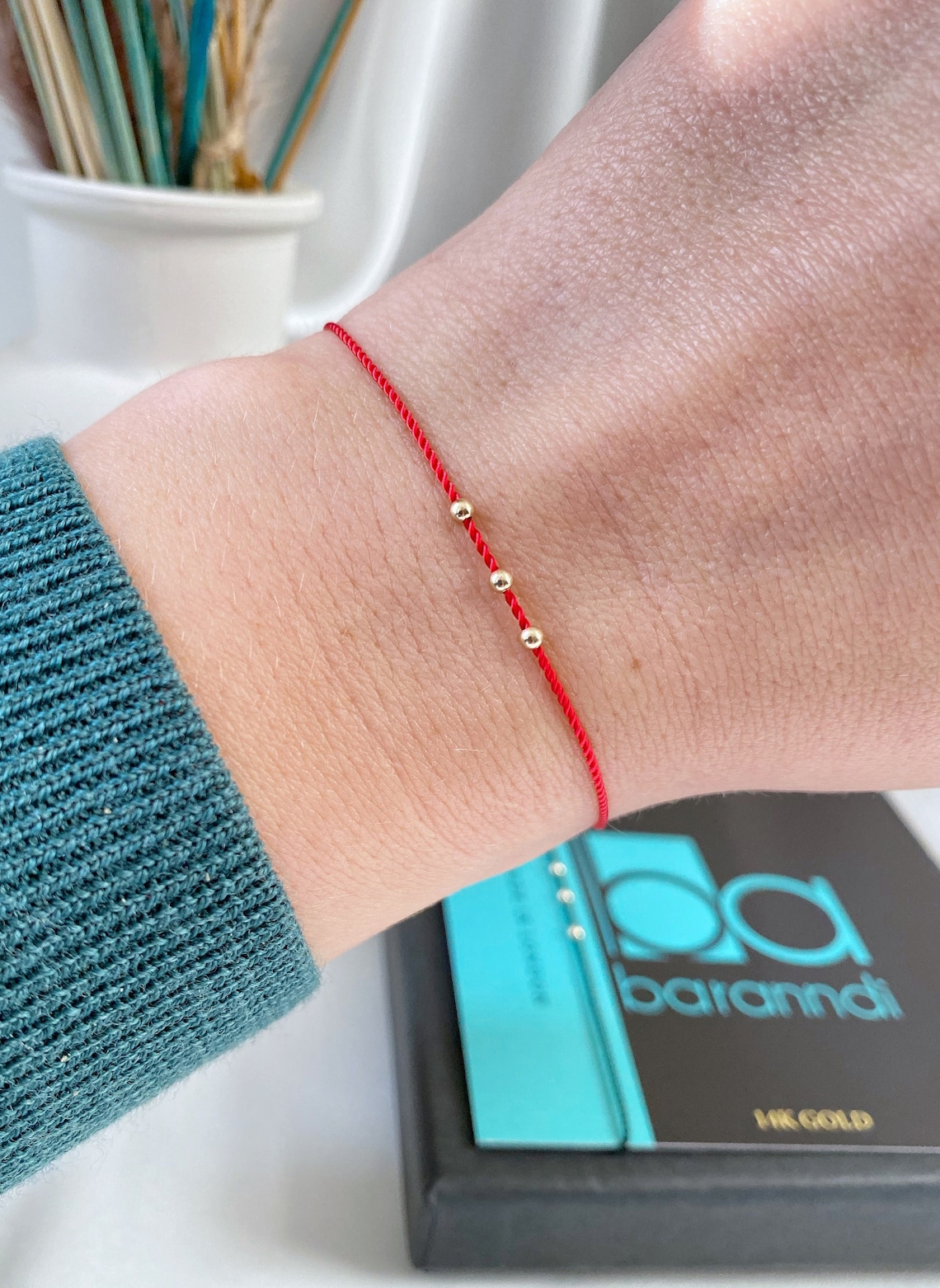 14k Gold Red String Bracelet Silk Cord Red String Bracelet | Etsy