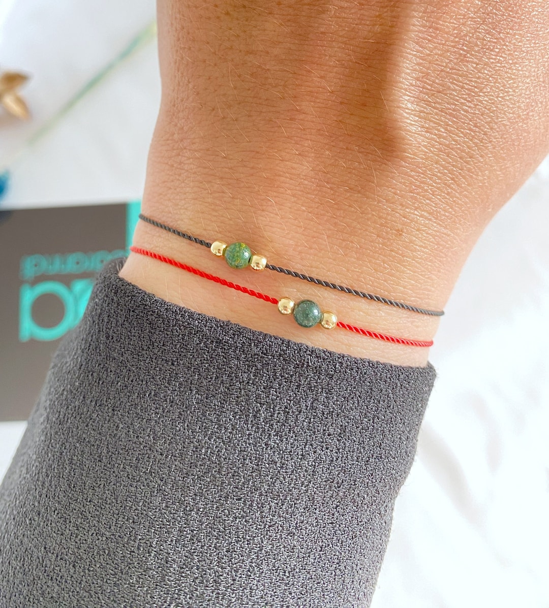 Jade Red String Bracelet - Silk Cord Kabbalah - Gold Filled Jewelry ...