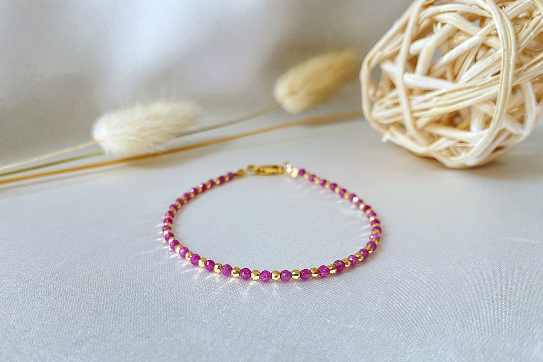 14k Gold Ruby Spinal Bracelet - Ruby Bracelet - Pure Gold - July Moon ...