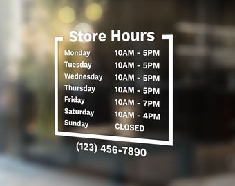 Store Hours Decal - Etsy