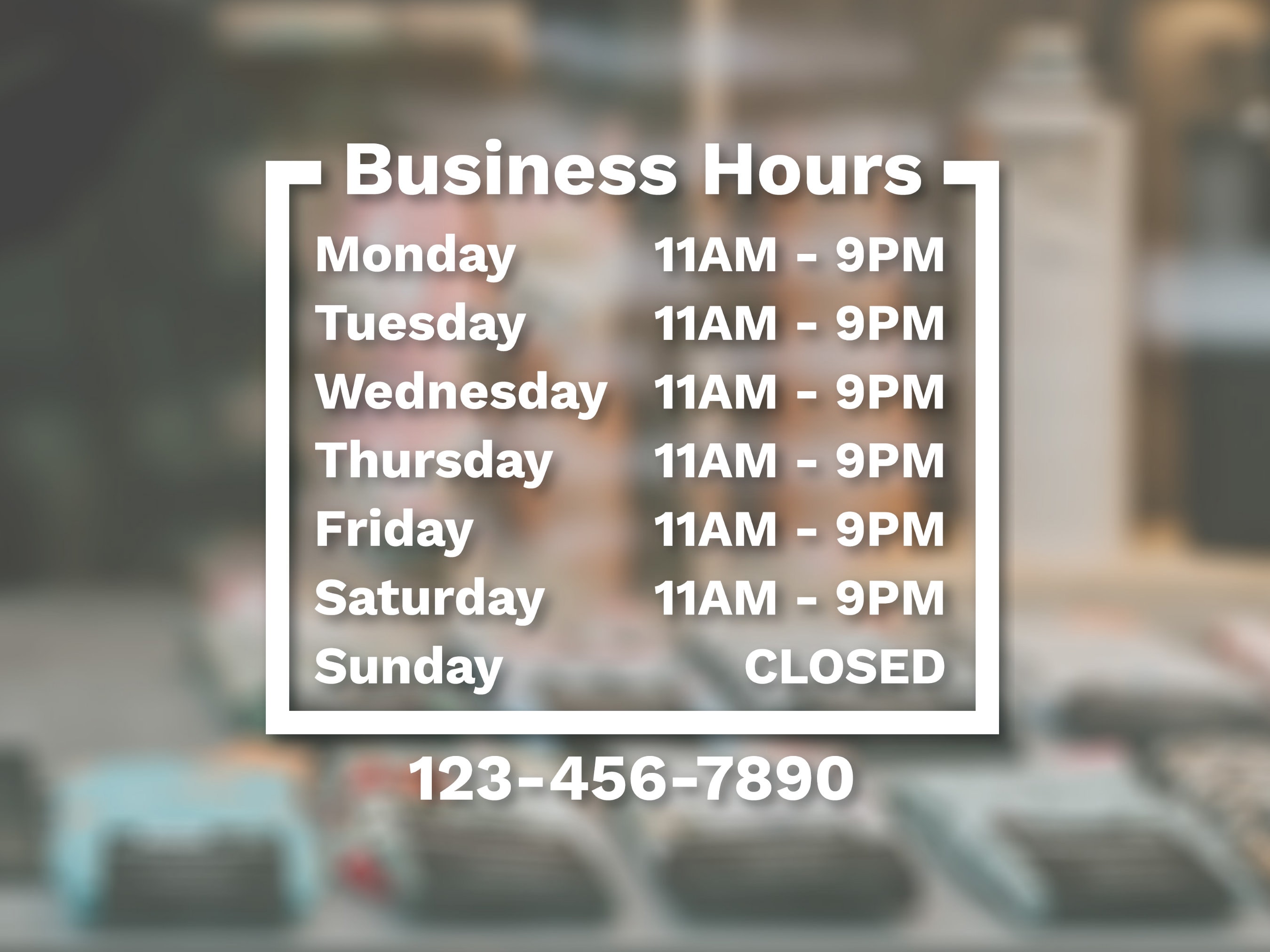 Business Hours Vinyl Decal | Custom Decal | Window Decal | Business ...