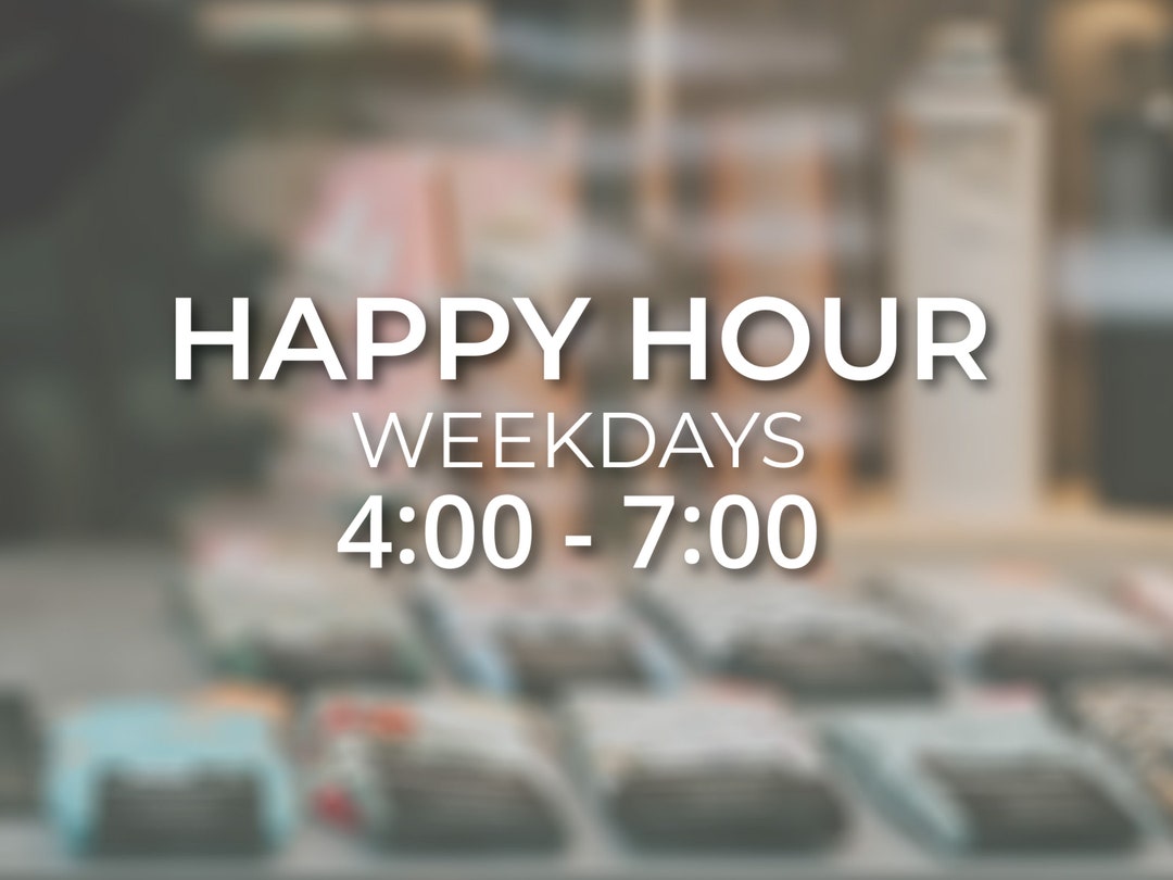 Happy Hour Vinyl Decal Custom Decal Window Decal Bar Sign Vinyl Sticker ...