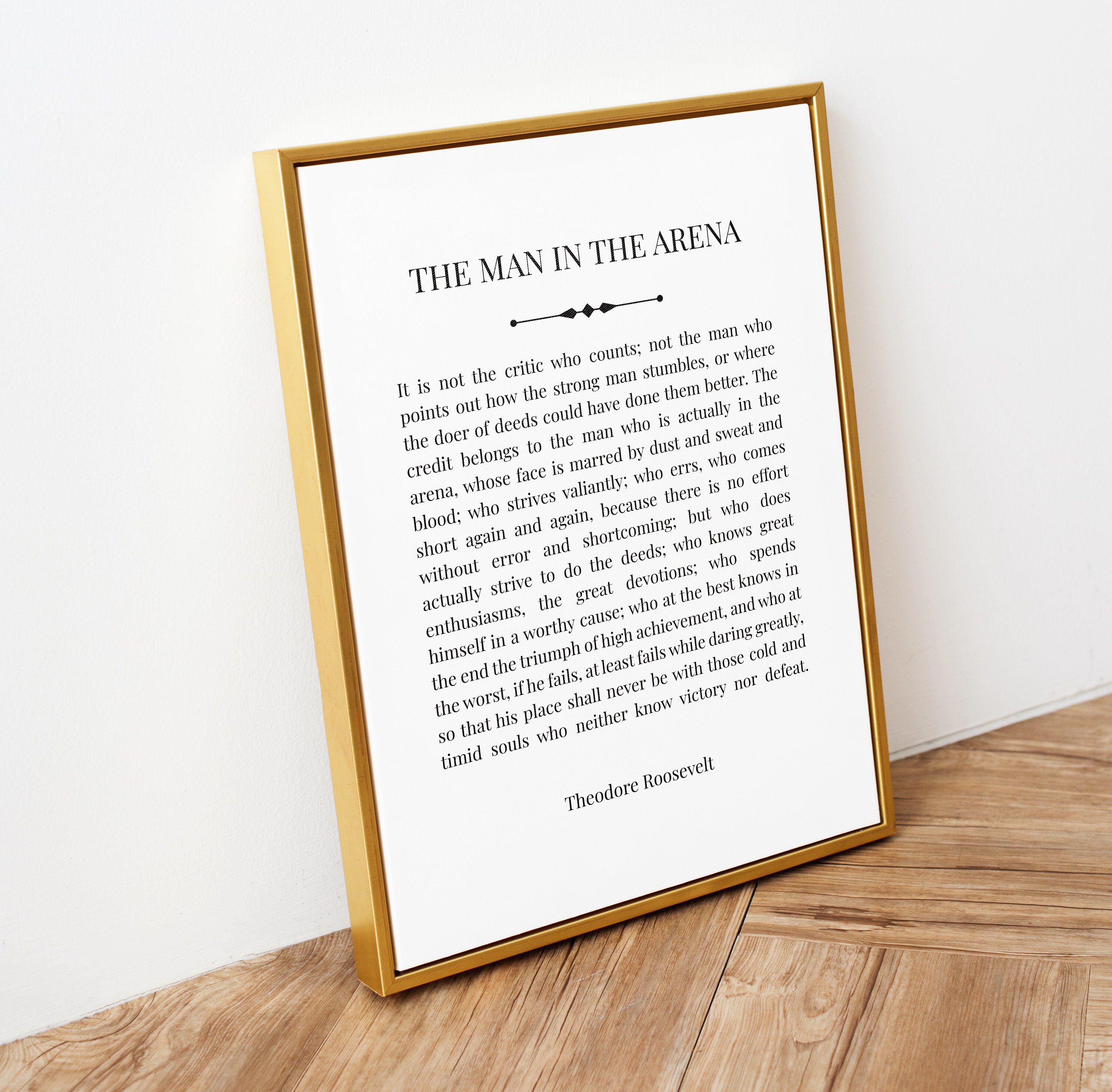 The Man in the Arena Speech Theodore Roosevelt Inspiring - Etsy