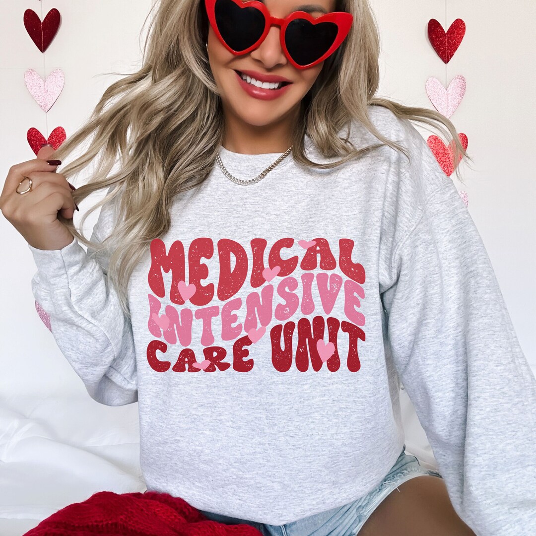 Valentines MICU Nurse Crewneck Sweatshirt for Medical Icu Shirts Tshirt ...