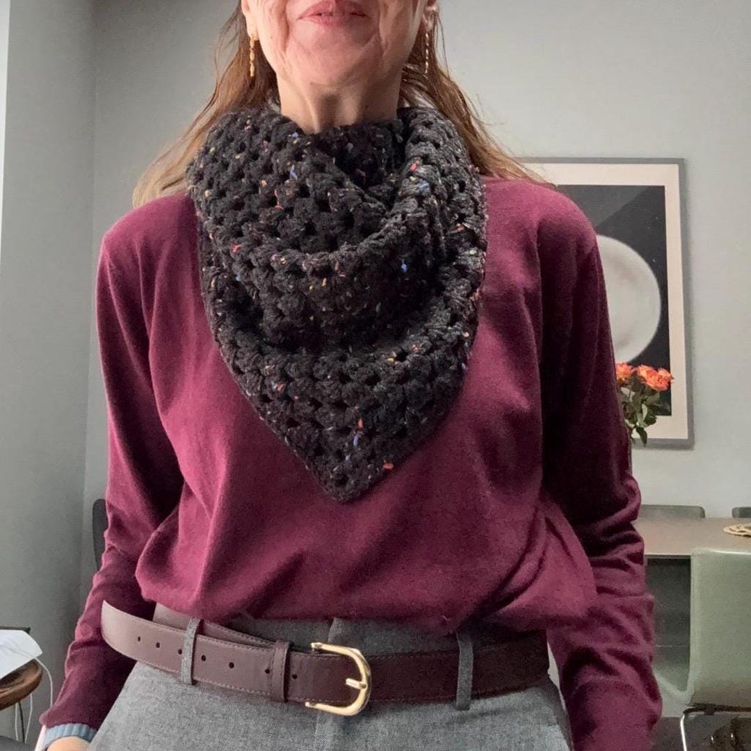 Crochet Triangle Shawl Collar Scarf | Dark Academia Style Neck Wrap ...