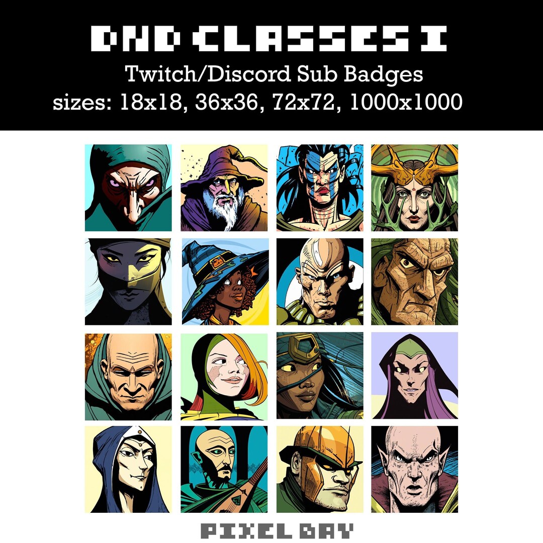 Twitch Sub Badges (D&D Player Classes) - Twitch/discord Sub Badges ...