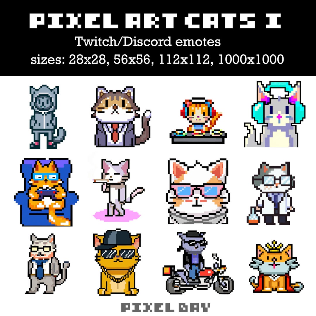 Pixel Art Cats Emotes - Twitch/discord Emote - Digital Download - Etsy