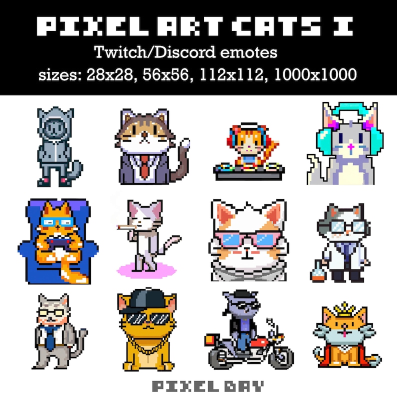 Pixel Art Cats Emotes - Twitch/discord Emote - Digital Download - Etsy