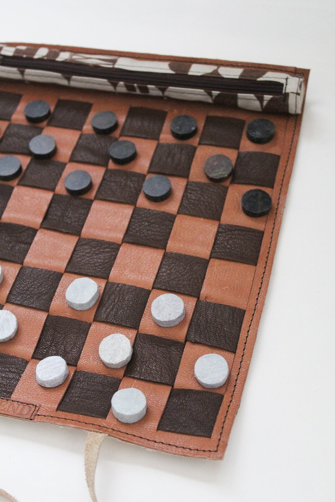 Travel Checkers Set, Leather With Stone Pieces. - Etsy