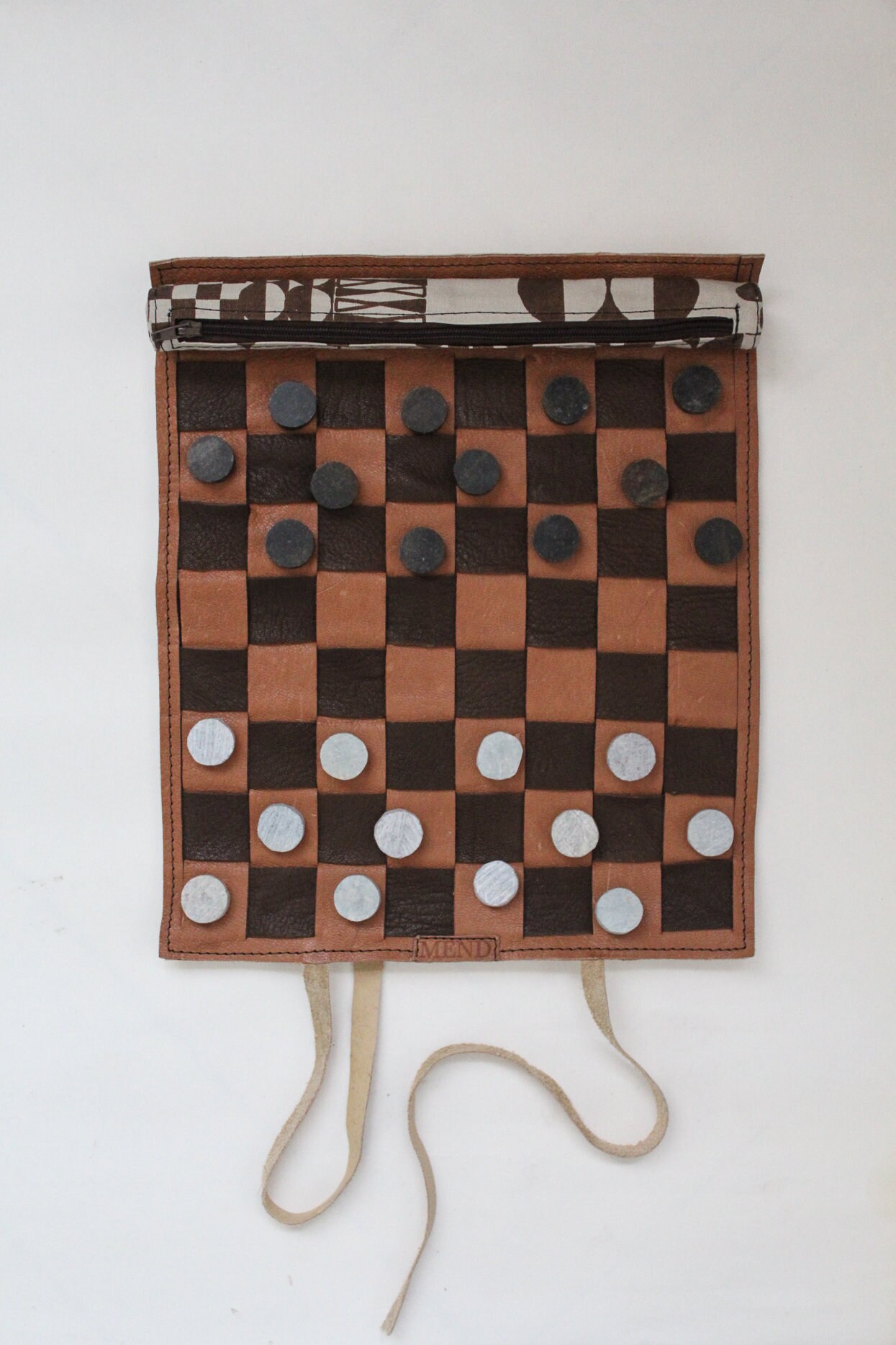 Travel Checkers Set, Leather With Stone Pieces. - Etsy