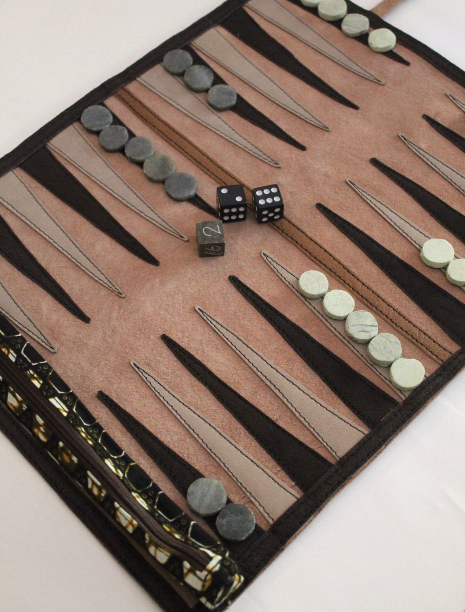 Travel Backgammon Set, Leather With Stone Pieces. - Etsy