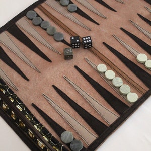 Travel Backgammon Set, Leather With Stone Pieces. - Etsy