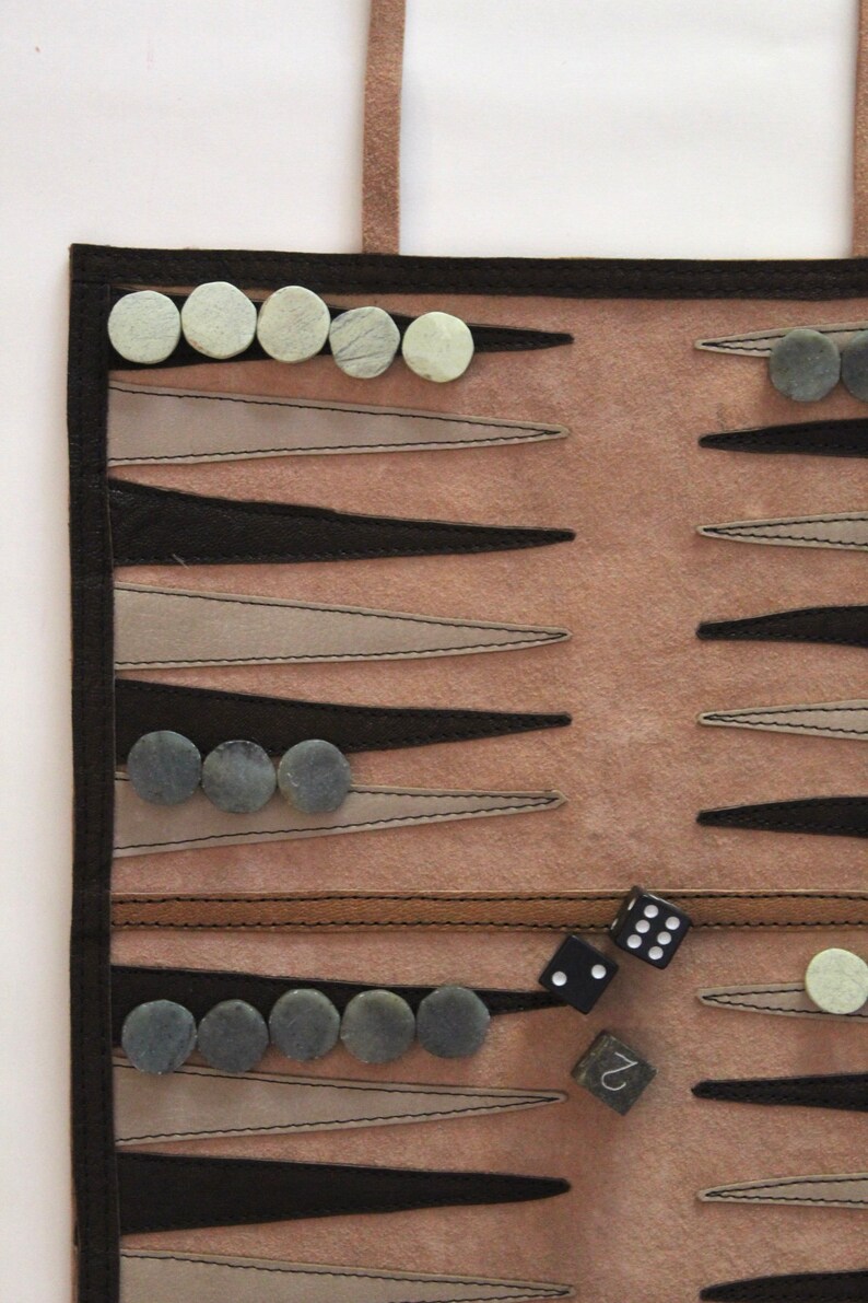 Travel Backgammon Set, Leather With Stone Pieces. - Etsy
