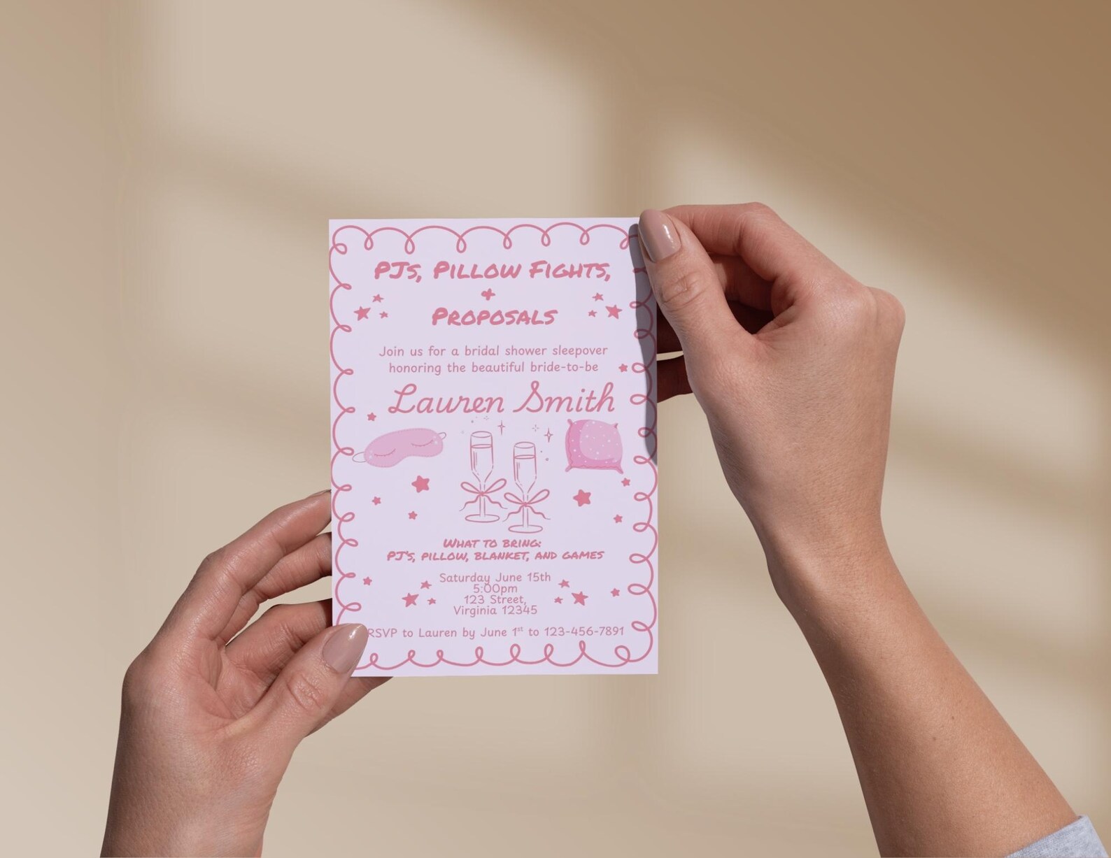 Editable Sleepover Bridal Shower Party Invitation | Slumber Party ...