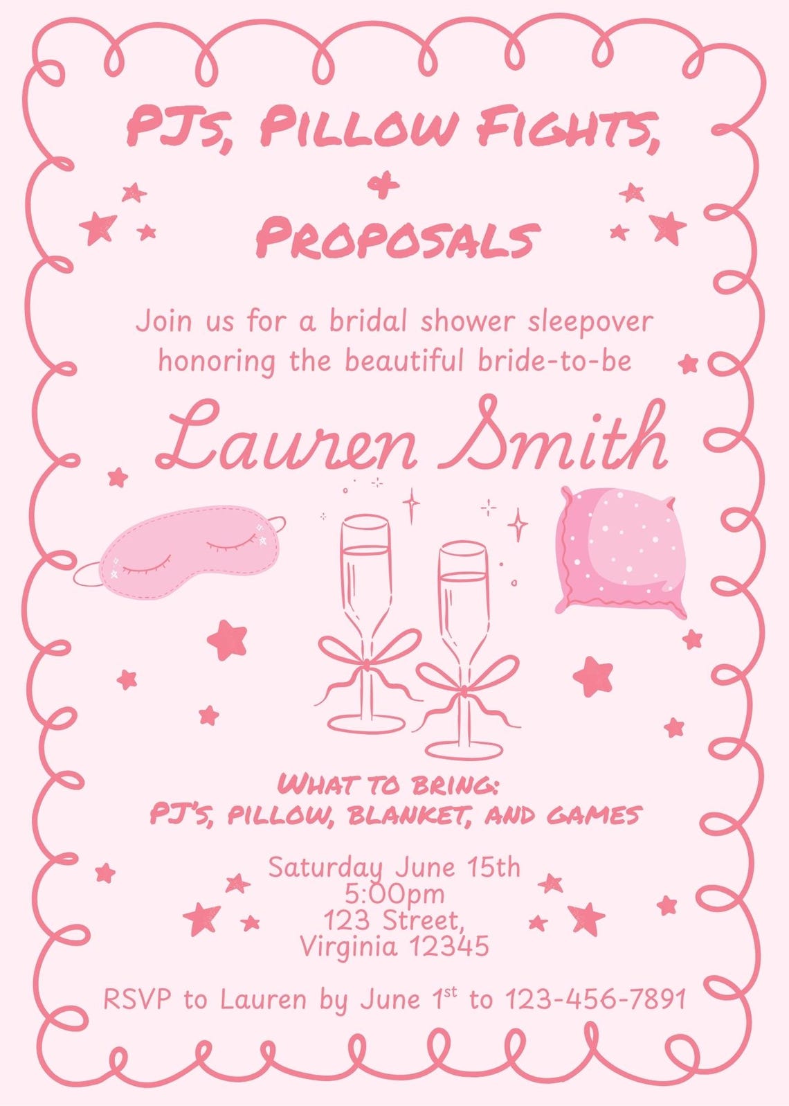 Editable Sleepover Bridal Shower Party Invitation | Slumber Party ...