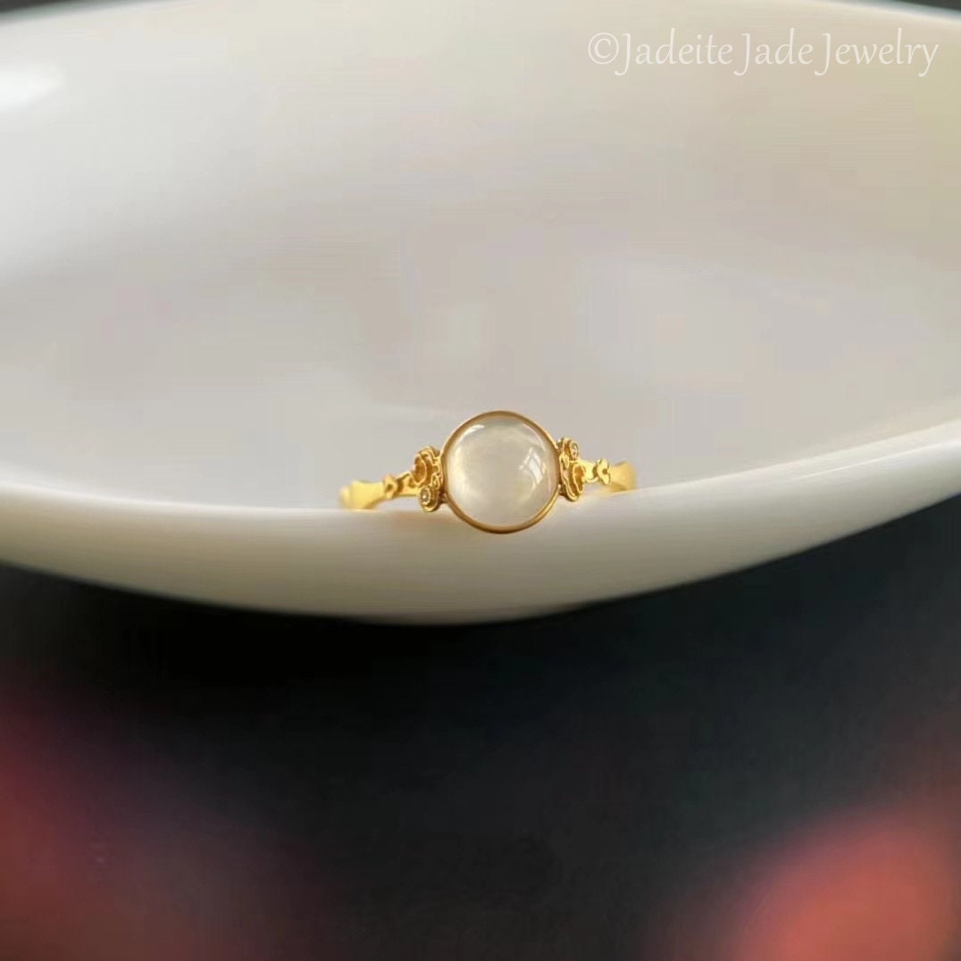 Translucent Icy White Jadeite Wedding Ring, Ruyi Ceremonial Scepter ...