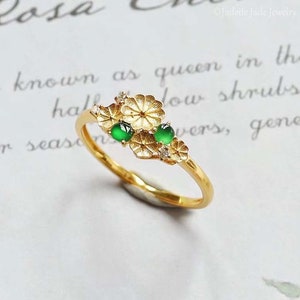 Lotus Leaf Engagement Ring, Imperial Green Jadeite Promise Ring ...