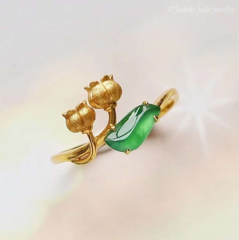 Bell Orchid Flower Jade Engagement Ring Highly Translucent - Etsy