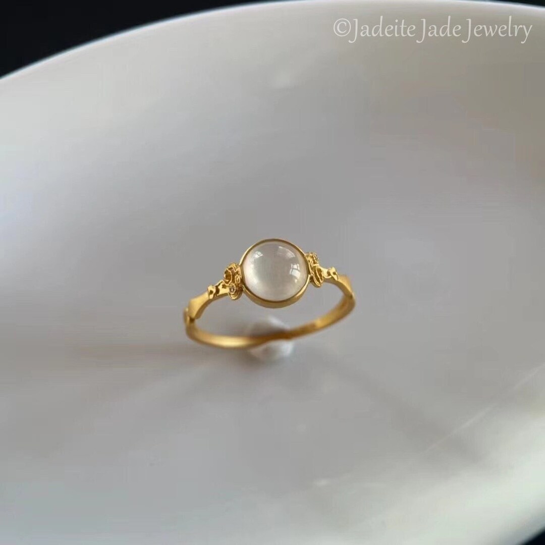 Translucent Icy White Jadeite Wedding Ring, Ruyi Ceremonial Scepter ...