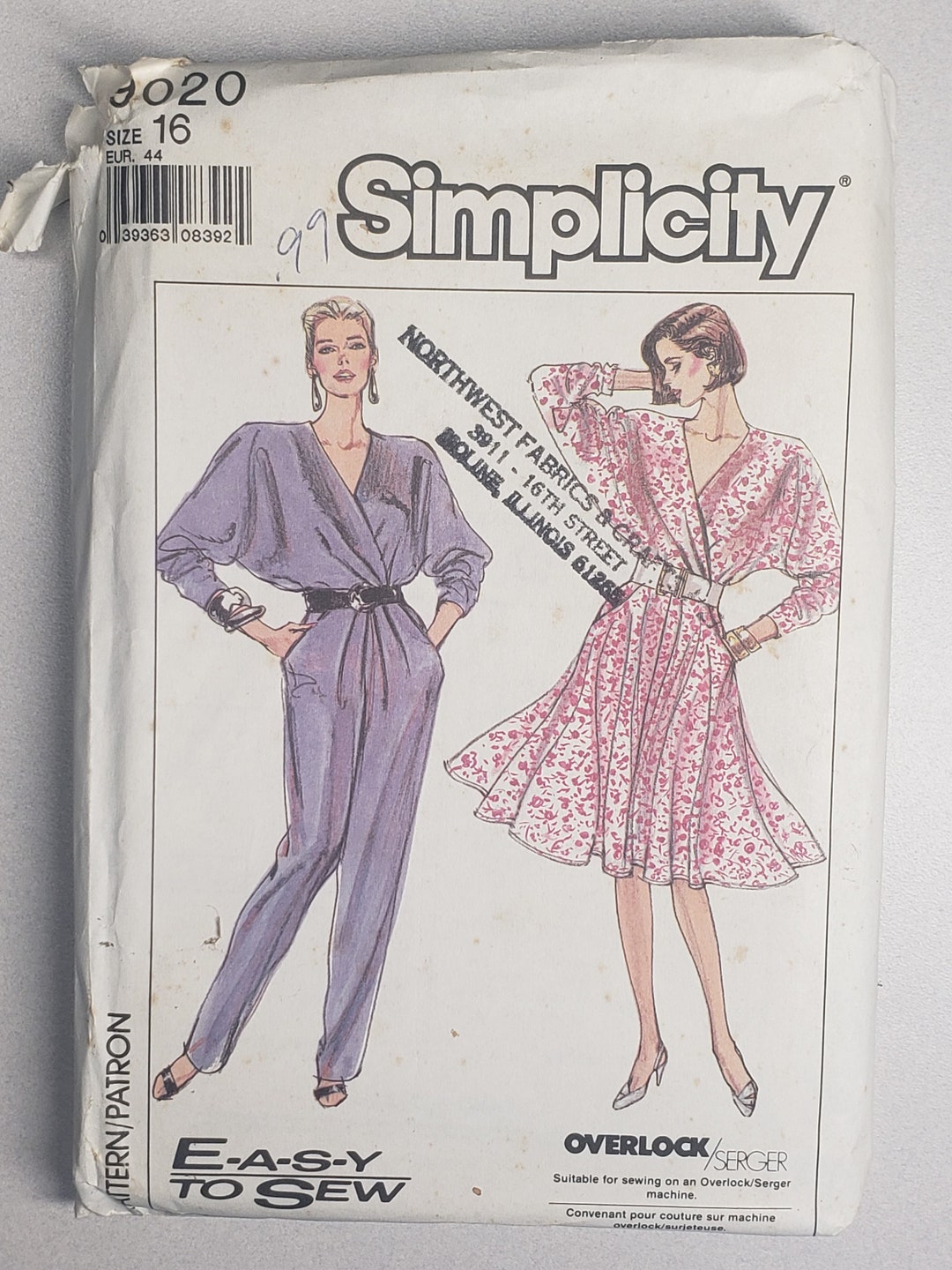 Misses Dress and Jumpsuit, Vintage Simplicity 9020 Sewing Pattern, Size ...