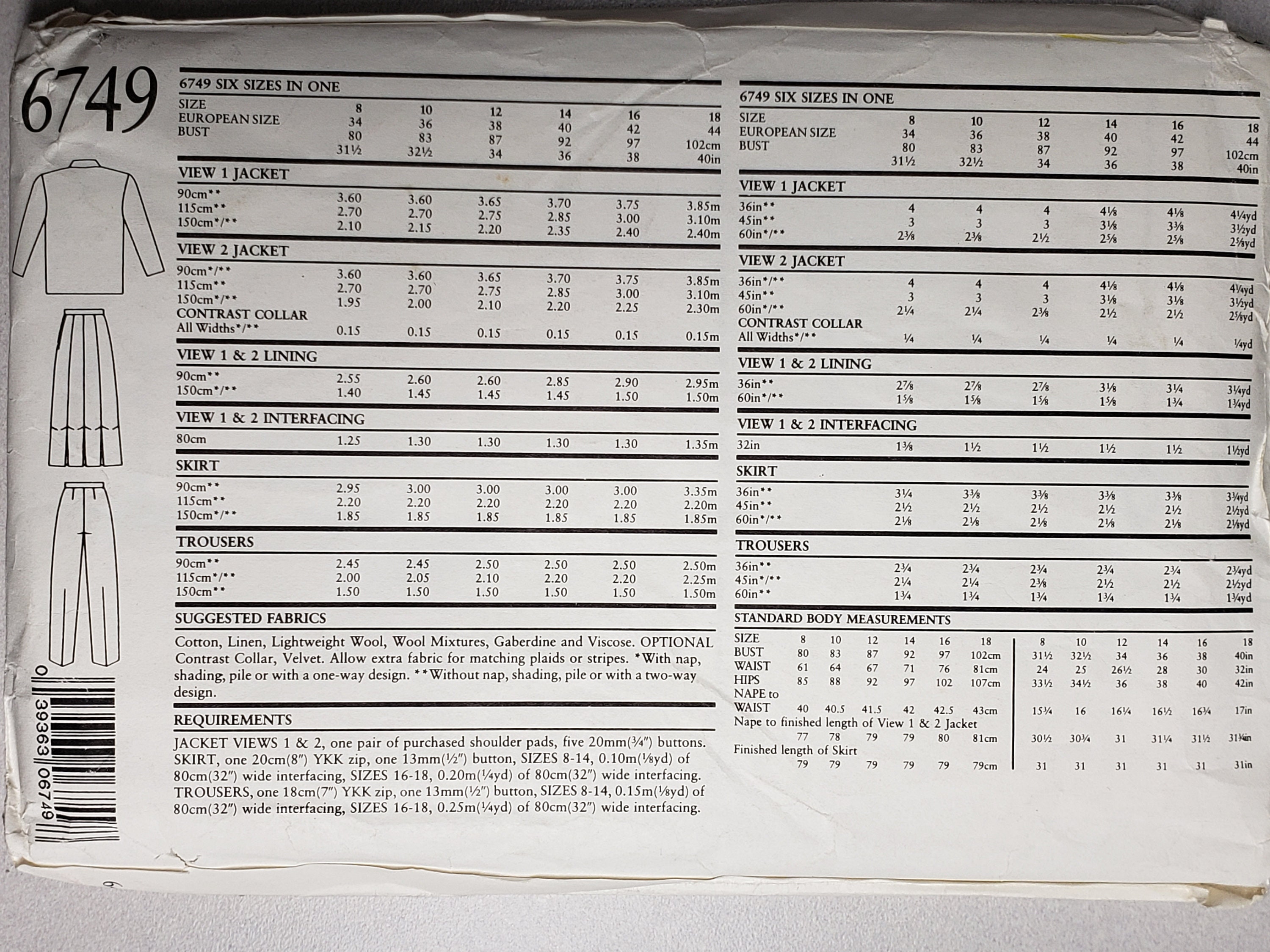 NEW LOOK 6749 Vintage Sewing Pattern Women's Size 8-18 Women's Lined ...