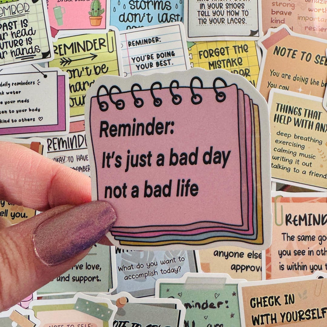Daily Reminders Mystery Sticker Pack | Motivational Phrase Stickers ...