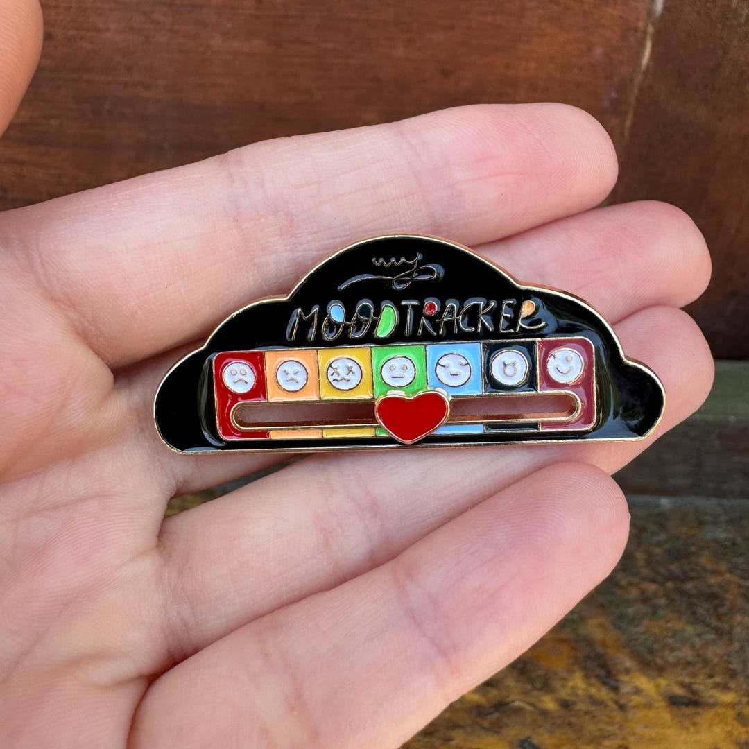 Sliding Mood Tracker Enamel Pin | Gold Lapel Pin for Introverts - Etsy