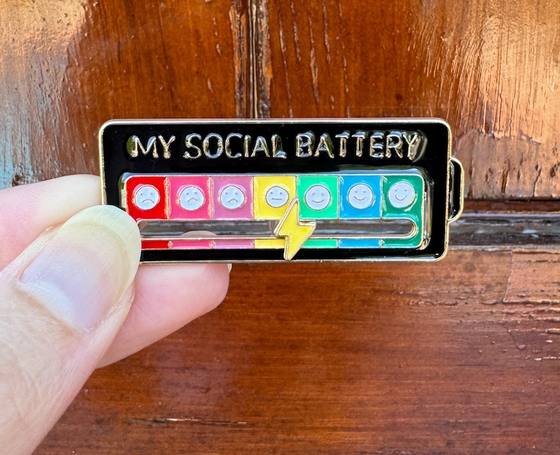 Social Battery Sliding Enamel Pin | Introvert Gift - Etsy