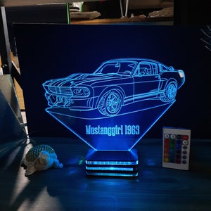 Personalized 3 D Lamp,mustang ,present,gift,birthday,lamp Night,wedding ...