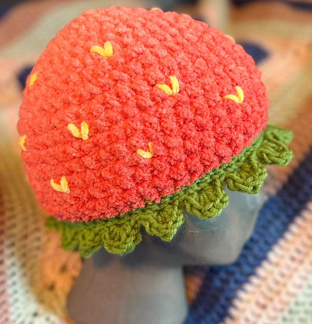 DIY Strawberry Beanie Crochet Pattern | Easy Crochet Strawberry Hat ...