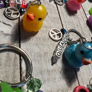 Duck Duck Key Chain Ducking Keychain Ducked Keyring Duck Me Keychain With Duck and Peace Sign ...