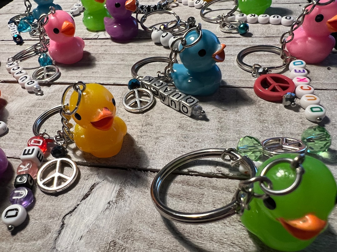 Duck Duck Key Chain Ducking Keychain Ducked Keyring Duck Me Keychain With Duck and Peace Sign ...