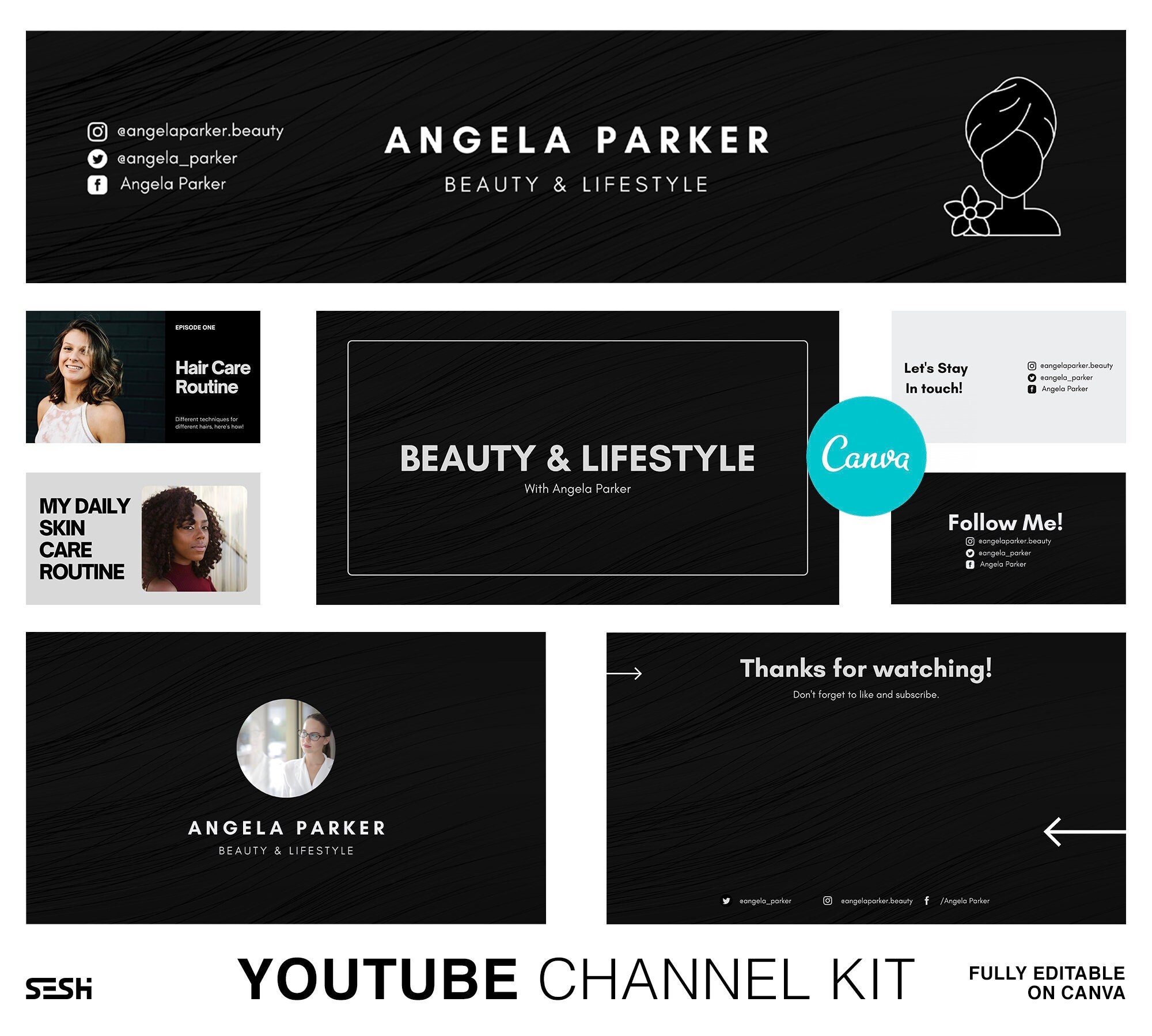 Editable Youtube Branding Kit , Youtube Banner Intro Endslate Template ...