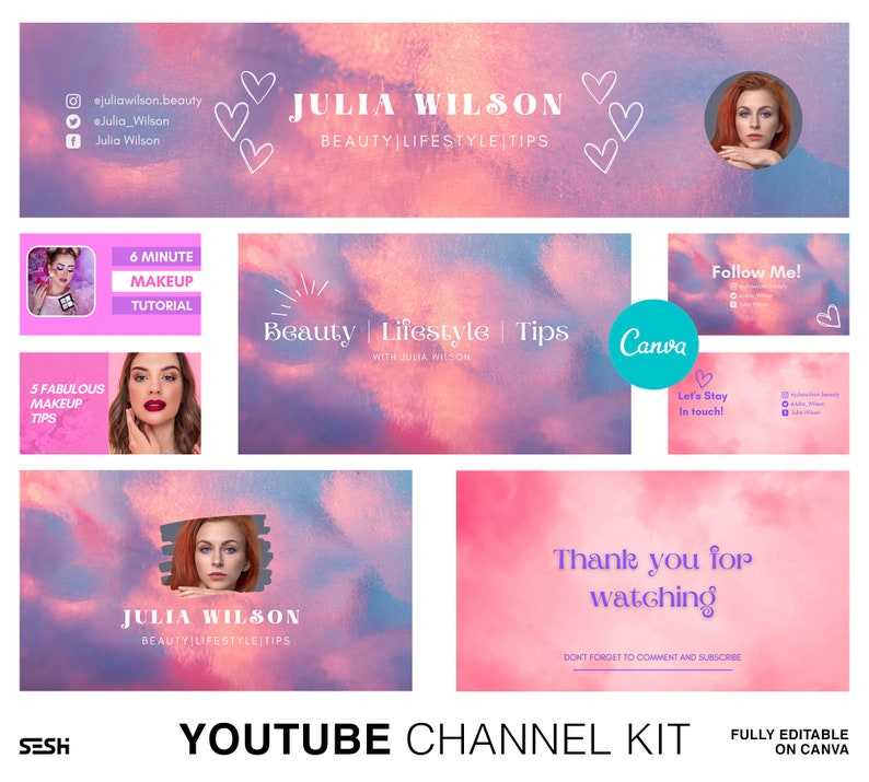 Editable Youtube Branding Kit Youtube Banner Intro Endslate - Etsy