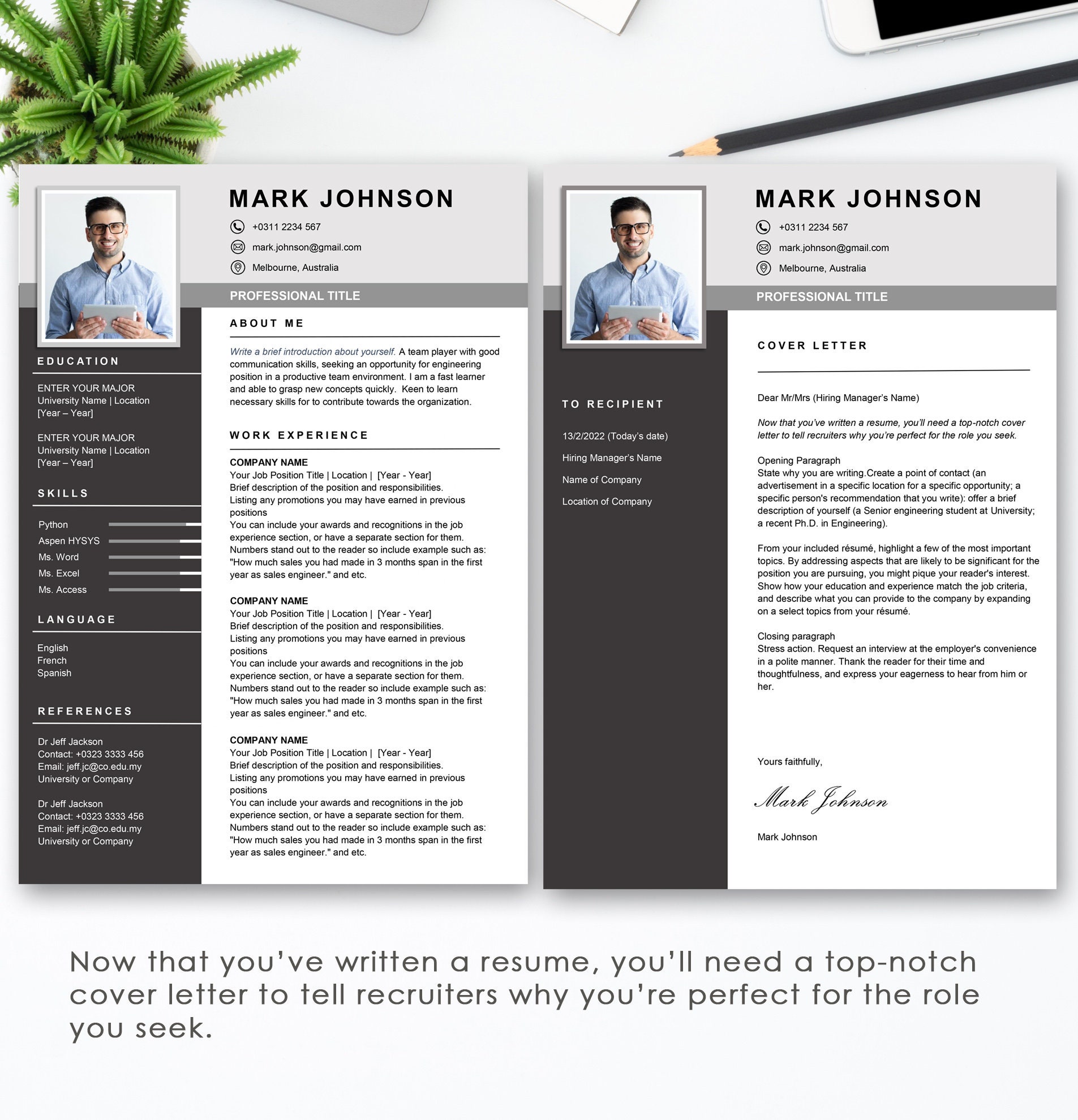 Professional Resume and Cover Letter Template +| 3 Designs | Resume,cv ...