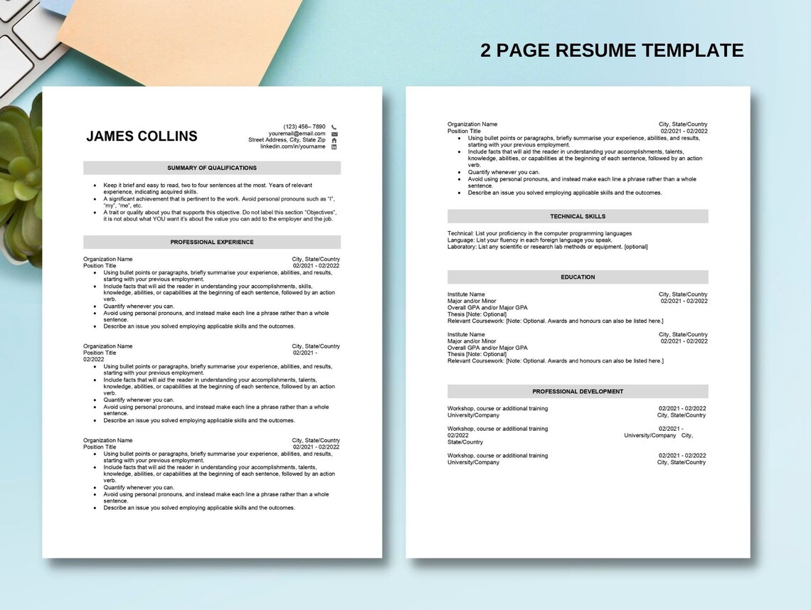 ATS Friendly Resume Template Word, Professional Resume, Simple Resume ...