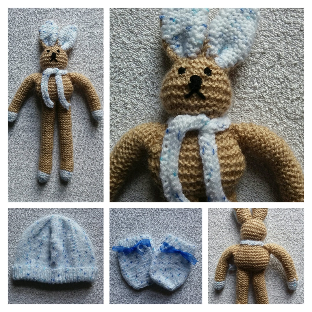 Baby Gift Set With Handknitted Bunny - Etsy