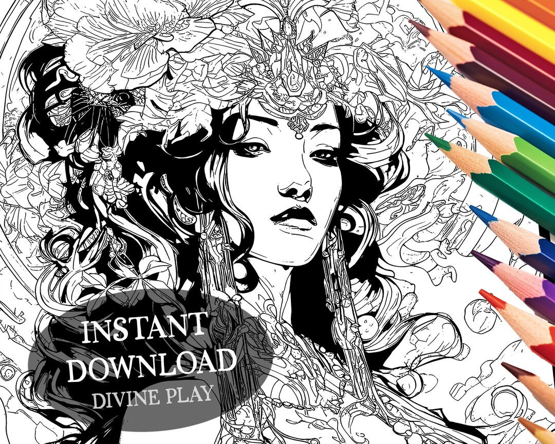 Kali Goddess Coloring Book Art - Download Printable High Quality ...