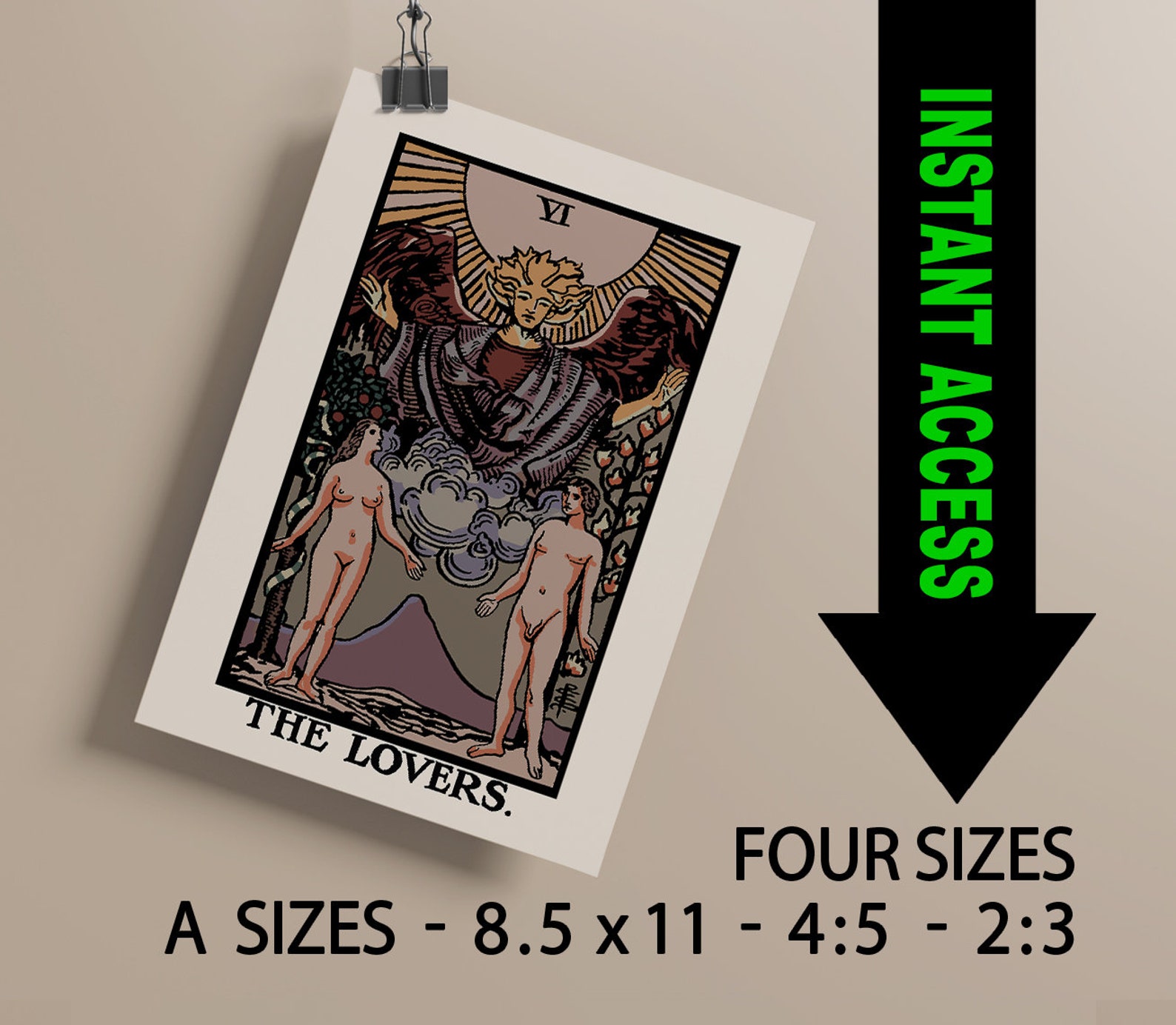 The Lovers Tarot Card Download Printable High Quality Tarot - Etsy
