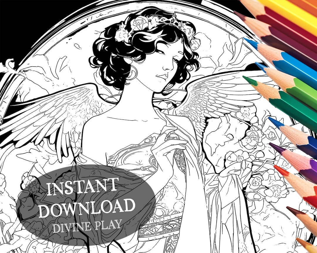 Dark Angel Coloring Book Page - Download Printable High Quality Instant ...