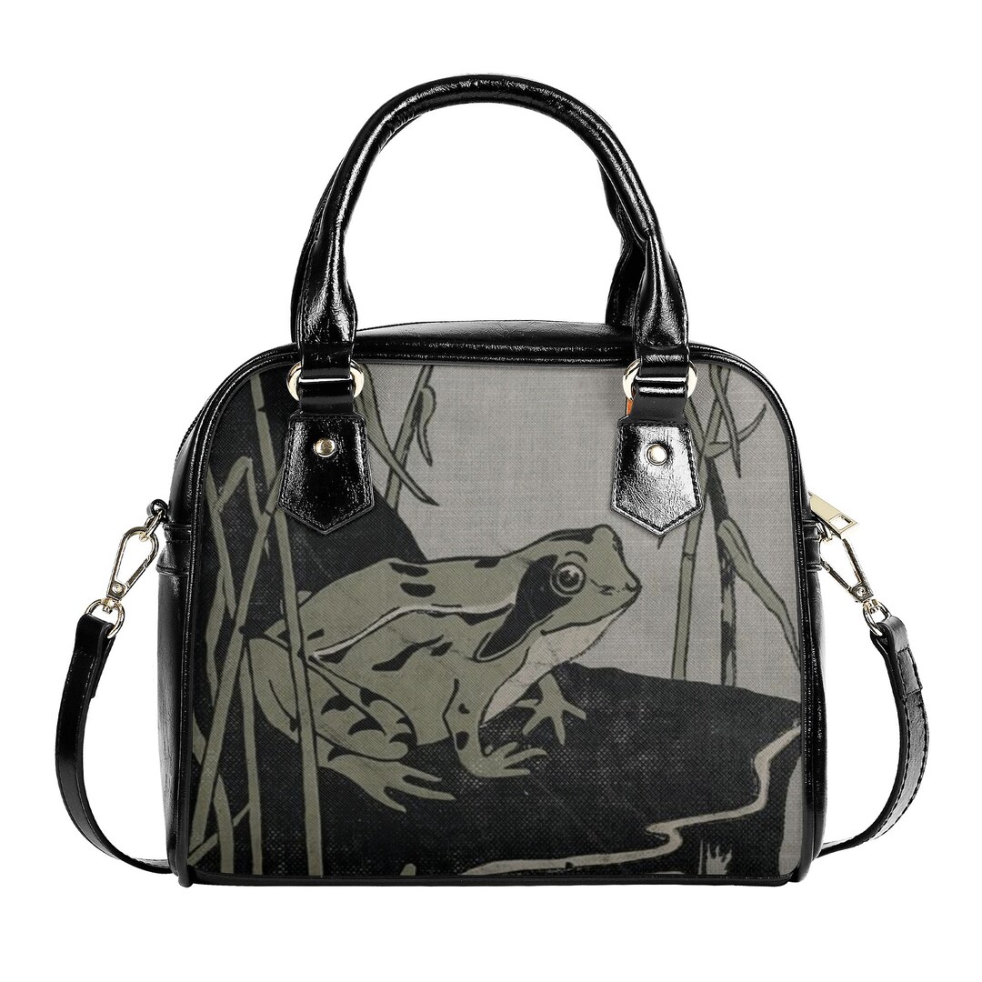 Vintage Frog Vegan Leather Shoulder Handbag Vintage Book Cover Frog ...