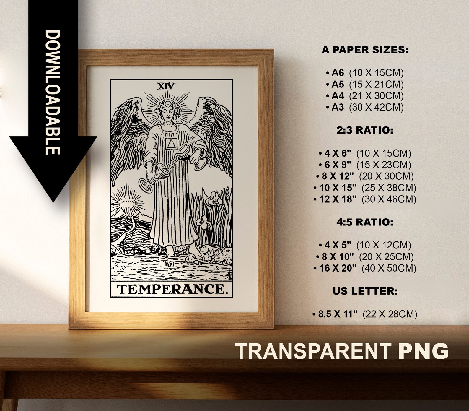 The Temperance Card Tarot Card Download Printable High Quality Tarot ...