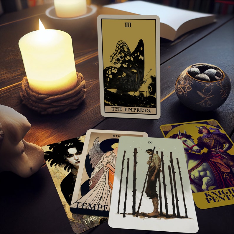 Tarot Card Spread Mockup - Downloadable Room Scene PSD Tarot Card ...