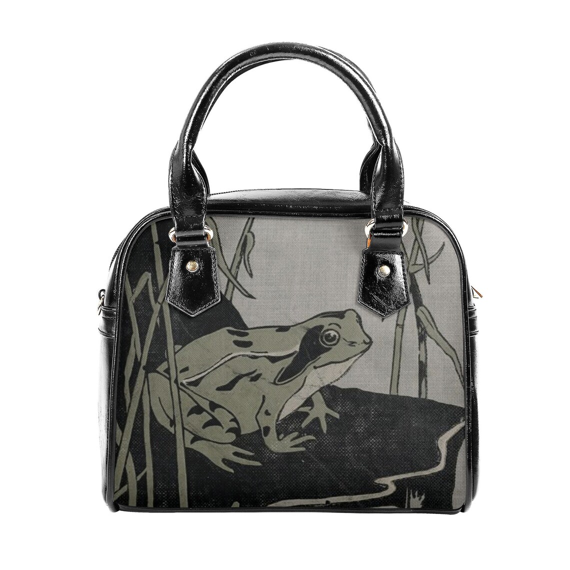 Vintage Frog Vegan Leather Shoulder Handbag - Vintage Book Cover Frog ...