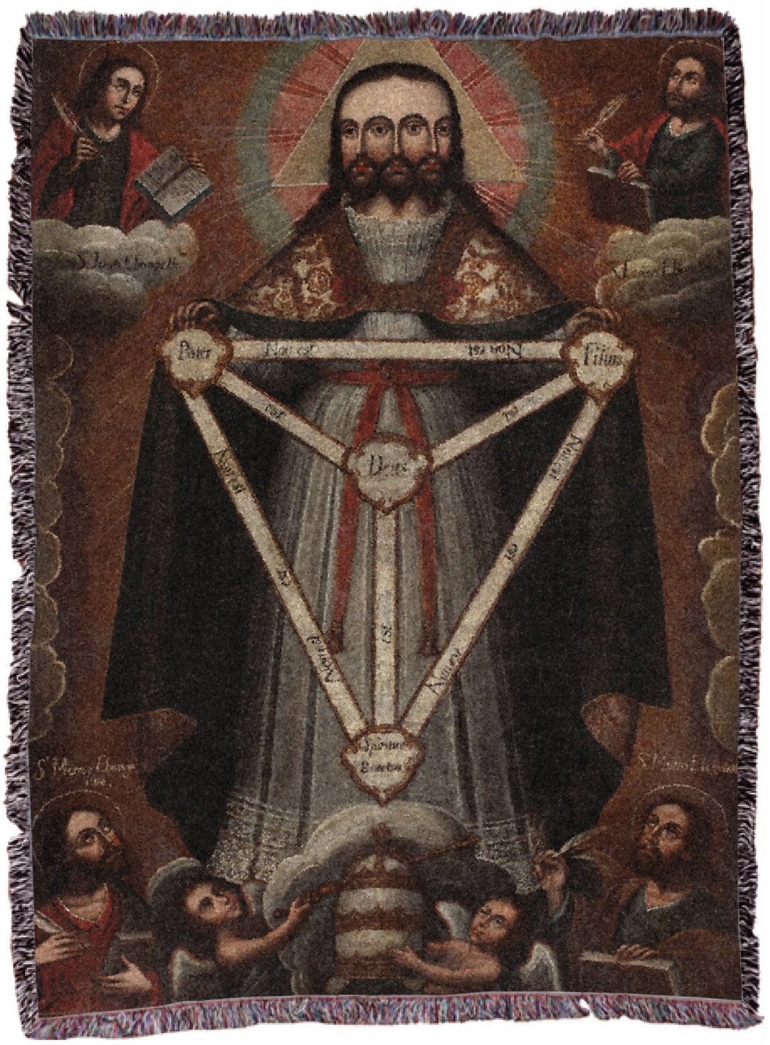 The Gnostic Trinity Woven Blanket Three Face Jesus Throw Blanket - Etsy